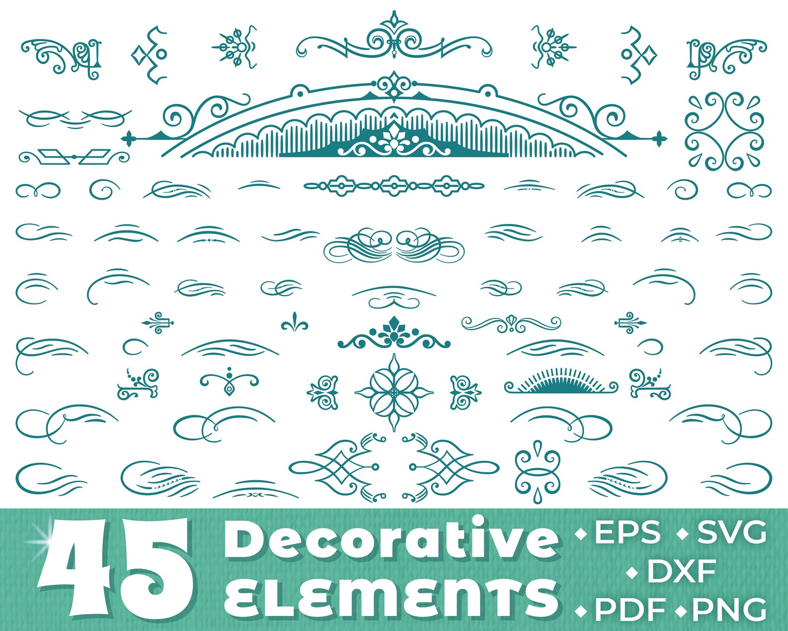 Decorative SVG Design Elements Bundle Ornaments Flourish - Etsy