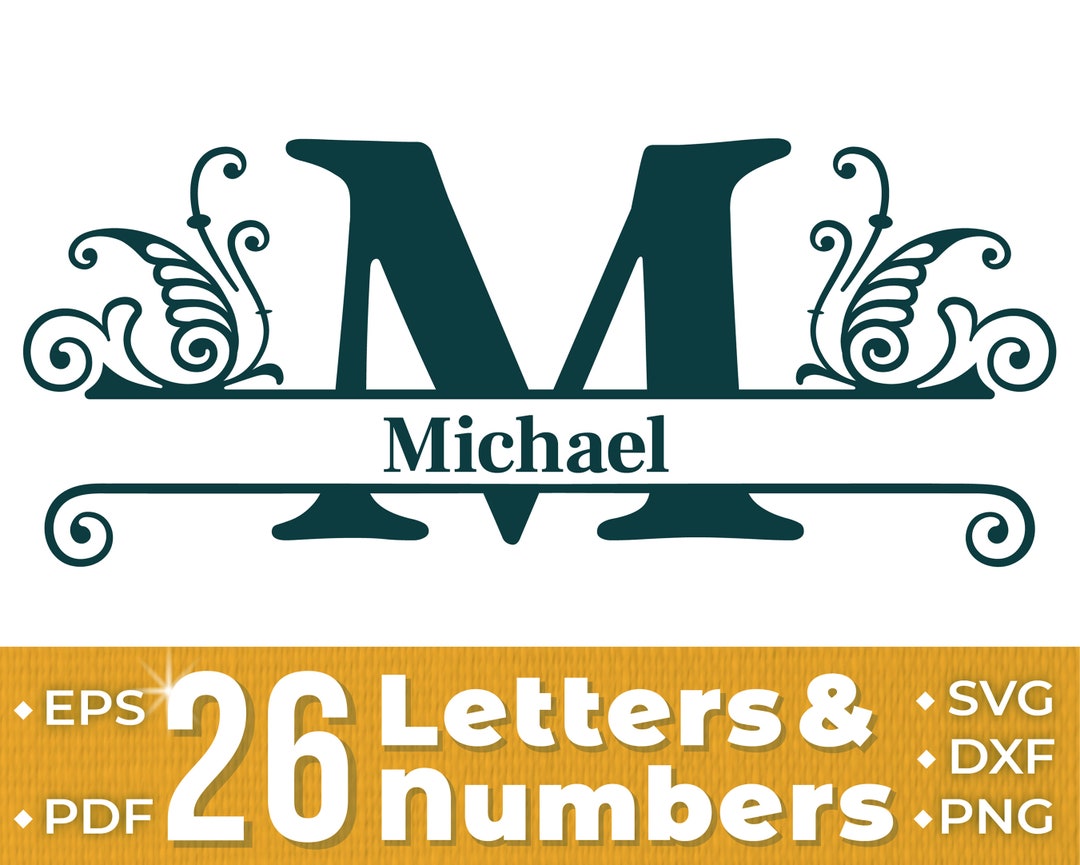 Monogram SVG Split Monogram SVG Family Name Dxf Png Alphabet Frame ...