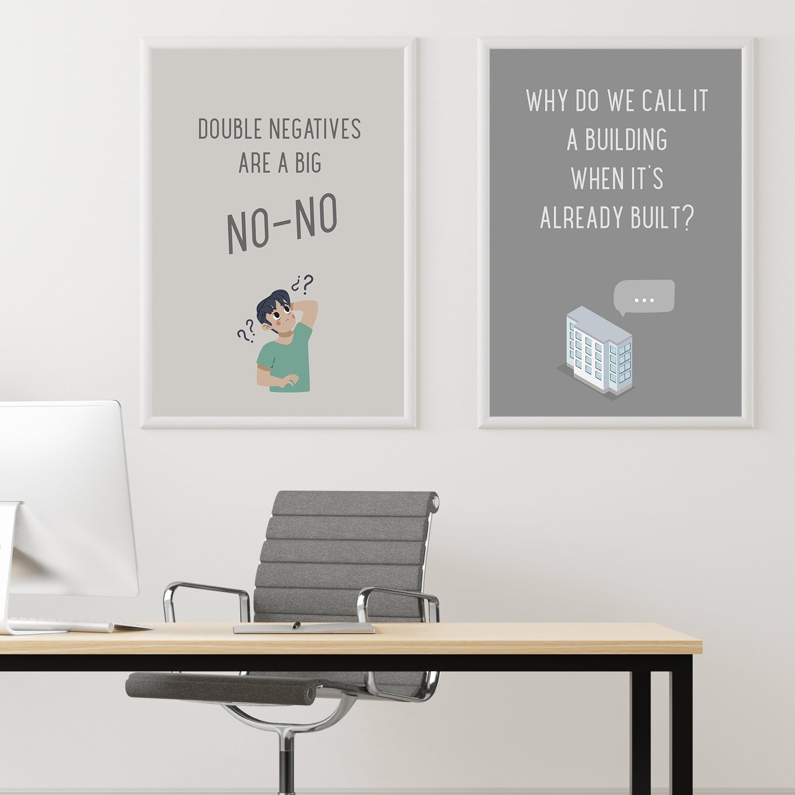 Funny English Pun Poster Set English Teacher Gift Boho - Etsy