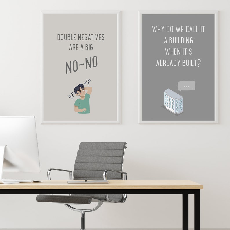 Funny English Pun Poster Set English Teacher Gift Boho - Etsy