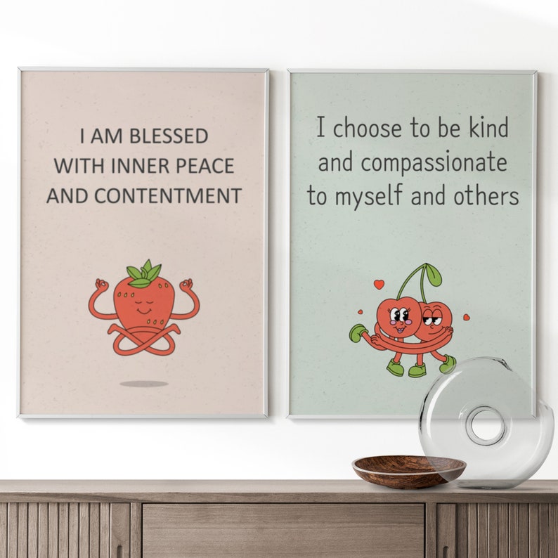 Retro Affirmation Wall Art, Retro Poster, Trendy Wall Art Gallery Set ...