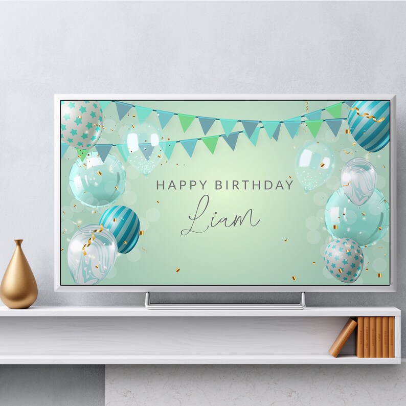 Samsung TV Frame Art Happy Birthday, Birthday Decor, Birthday Banner ...