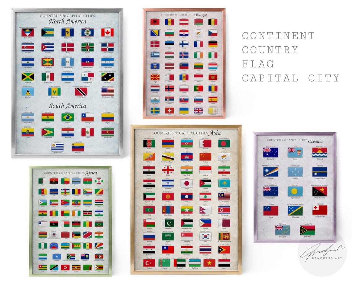 World Continents Capital City Collection, Flags of the World, Capital ...