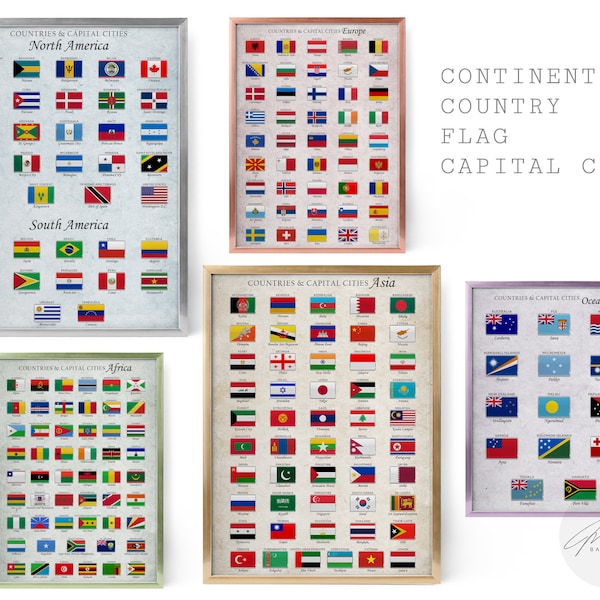 Continents and World - Etsy