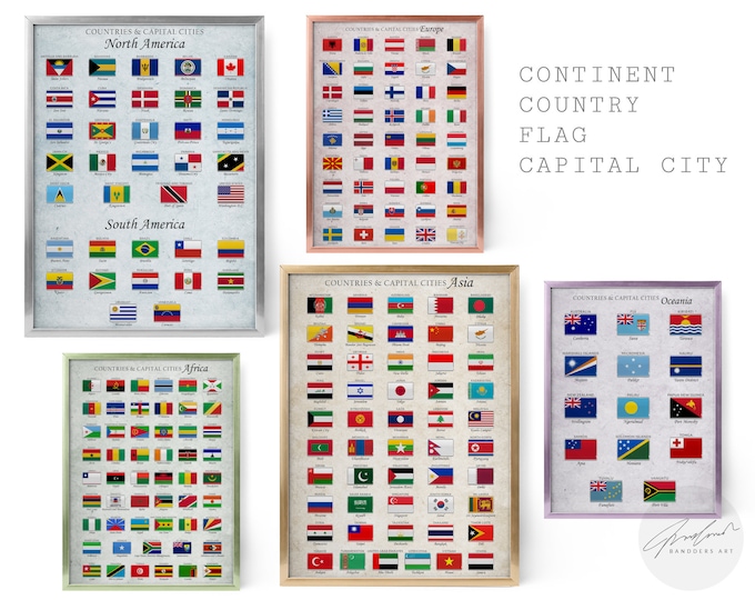 World Continents Capital City Collection, Flags of the World, Capital ...