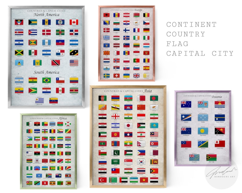 World Continents Capital City Collection, Flags of the World, Capital ...