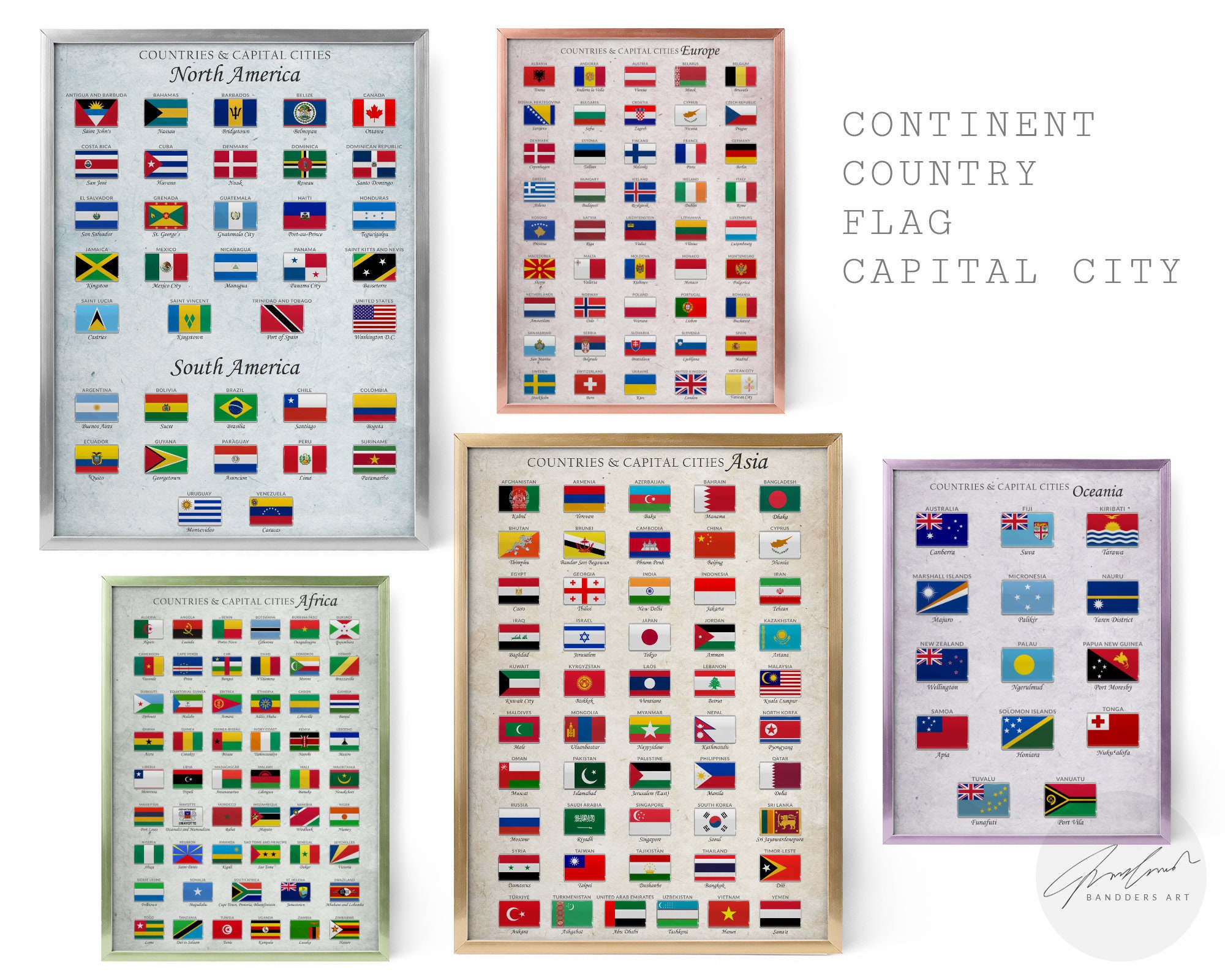 World Continents Capital City Collection, Flags of the World, Capital ...