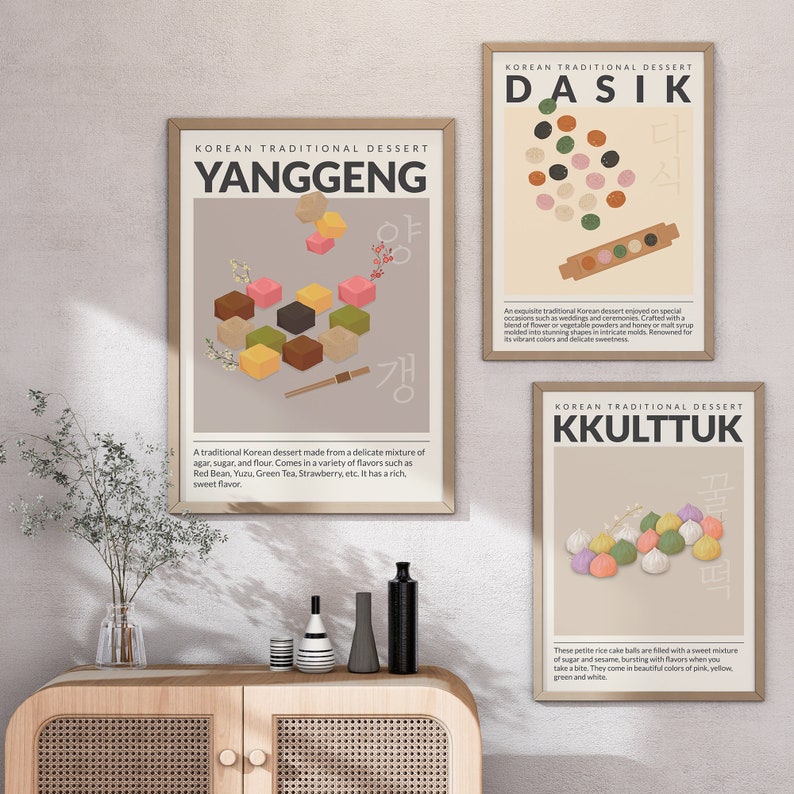 Korean Dessert Wall Art, Korean Printable Wall Art, Food Art, Unique ...