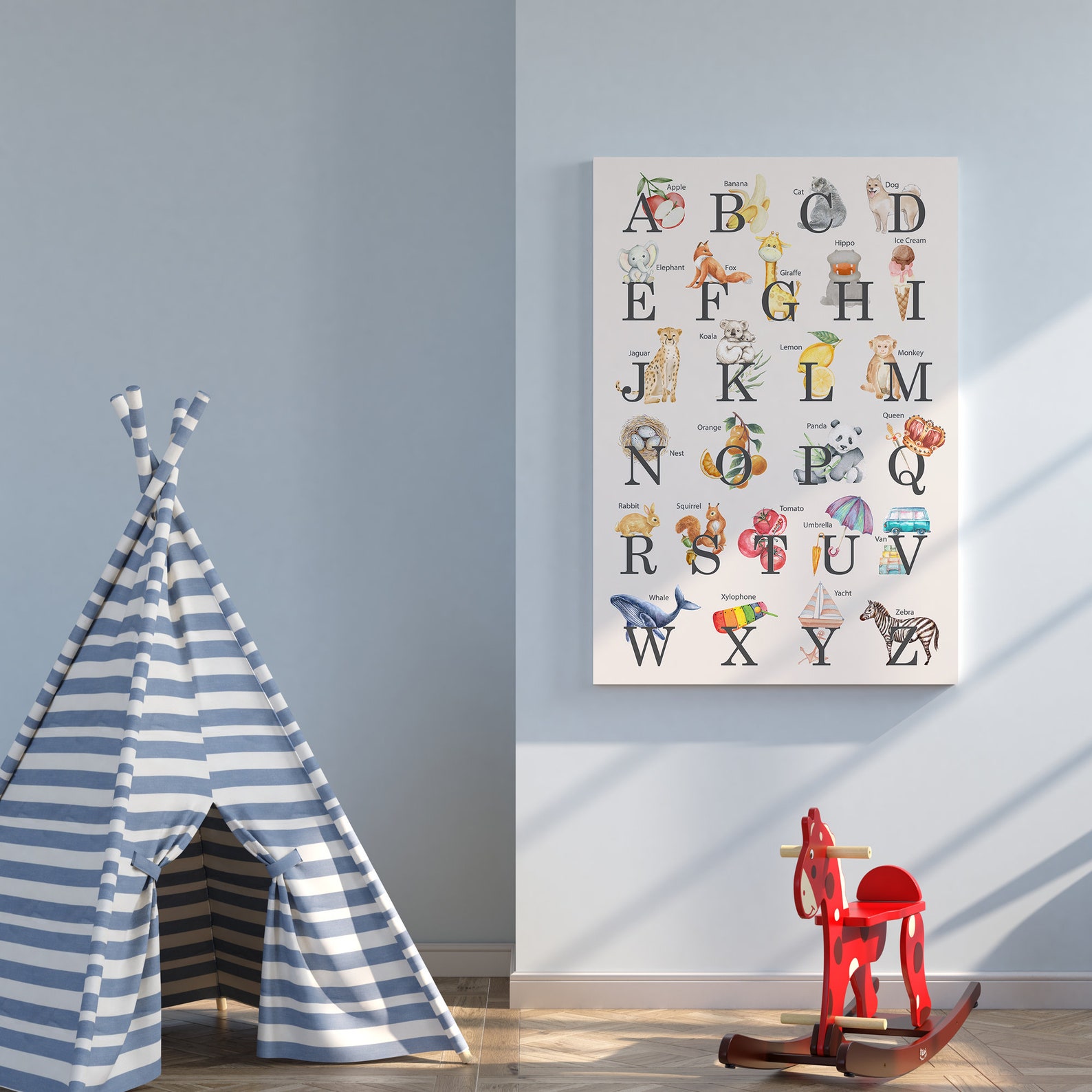 Alphabet Educational ABC Poster Kids Room Decor Nursery Wall Warm ...