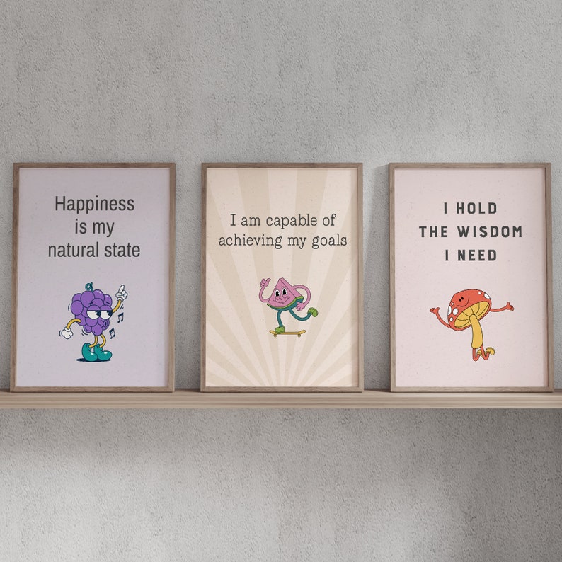 Retro Affirmation Wall Art Retro Poster Trendy Wall Art - Etsy