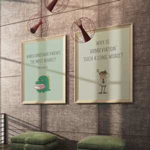 Funny English Pun Poster Set, English Teacher Gift, Boho Classroom ...