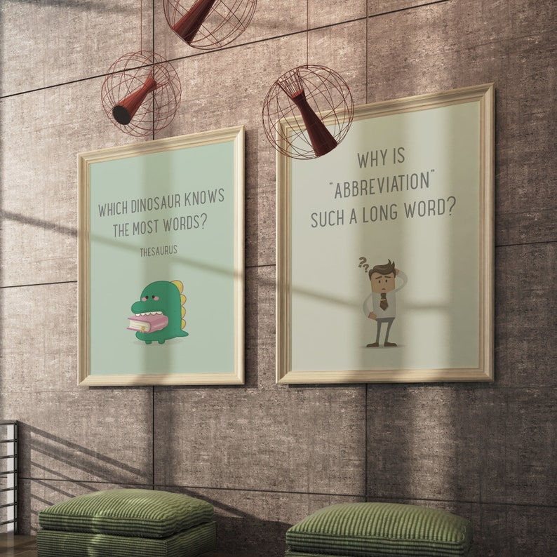 Funny English Pun Poster Set, English Teacher Gift, Boho Classroom ...