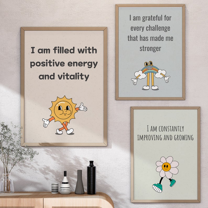Retro Affirmation Wall Art Retro Poster Trendy Wall Art - Etsy