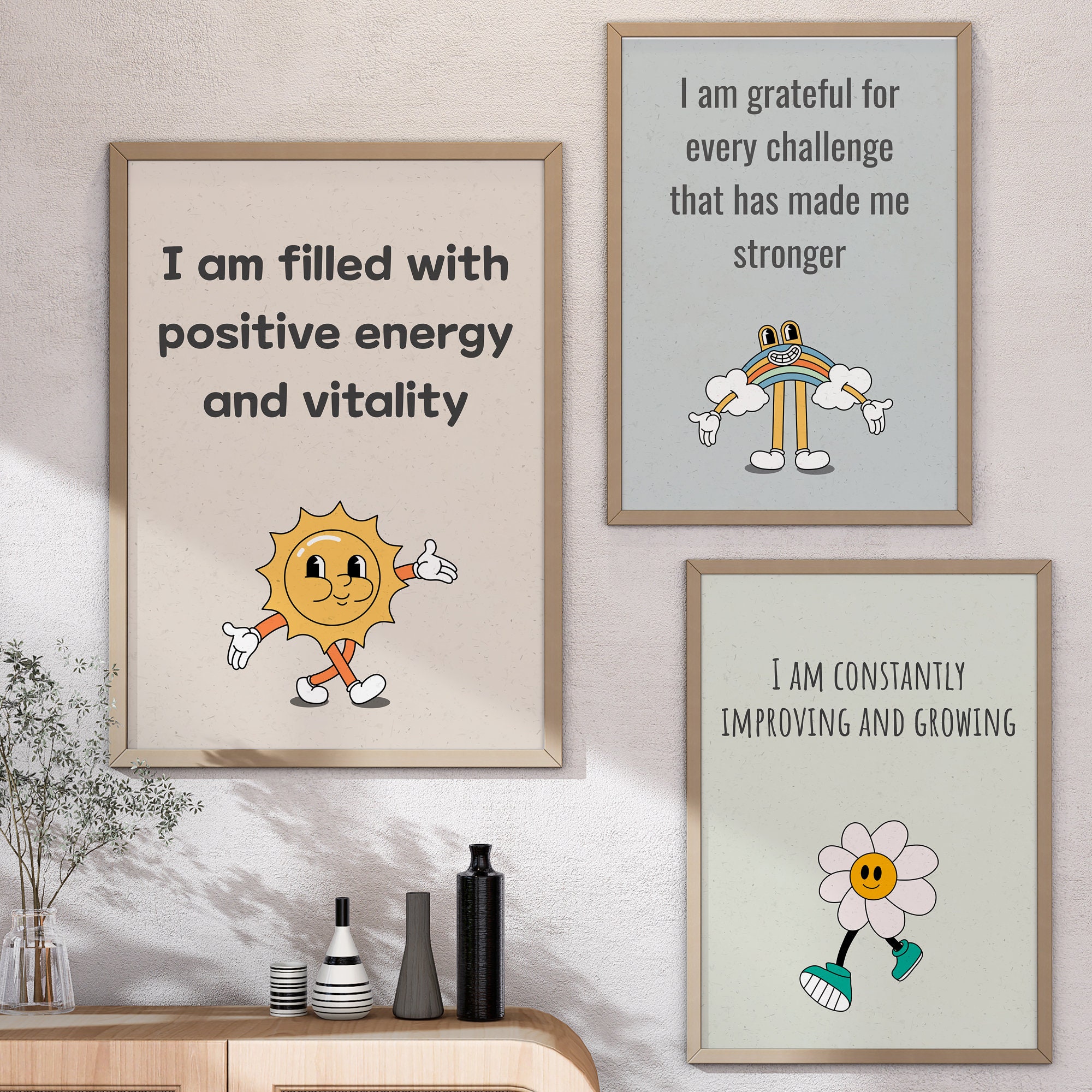 Retro Affirmation Wall Art Retro Poster Trendy Wall Art - Etsy