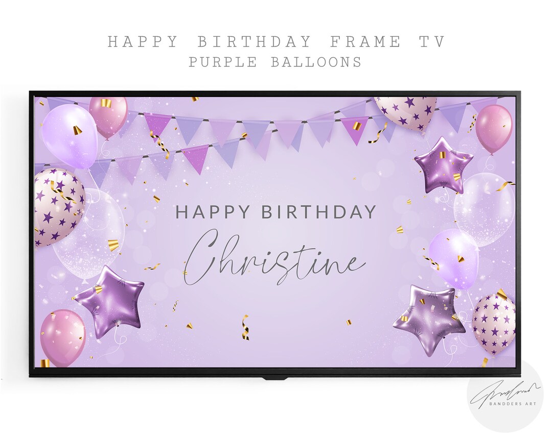 Purple Birthday Samsung Frame Art, Birthday Backdrop, Samsung Frame TV ...