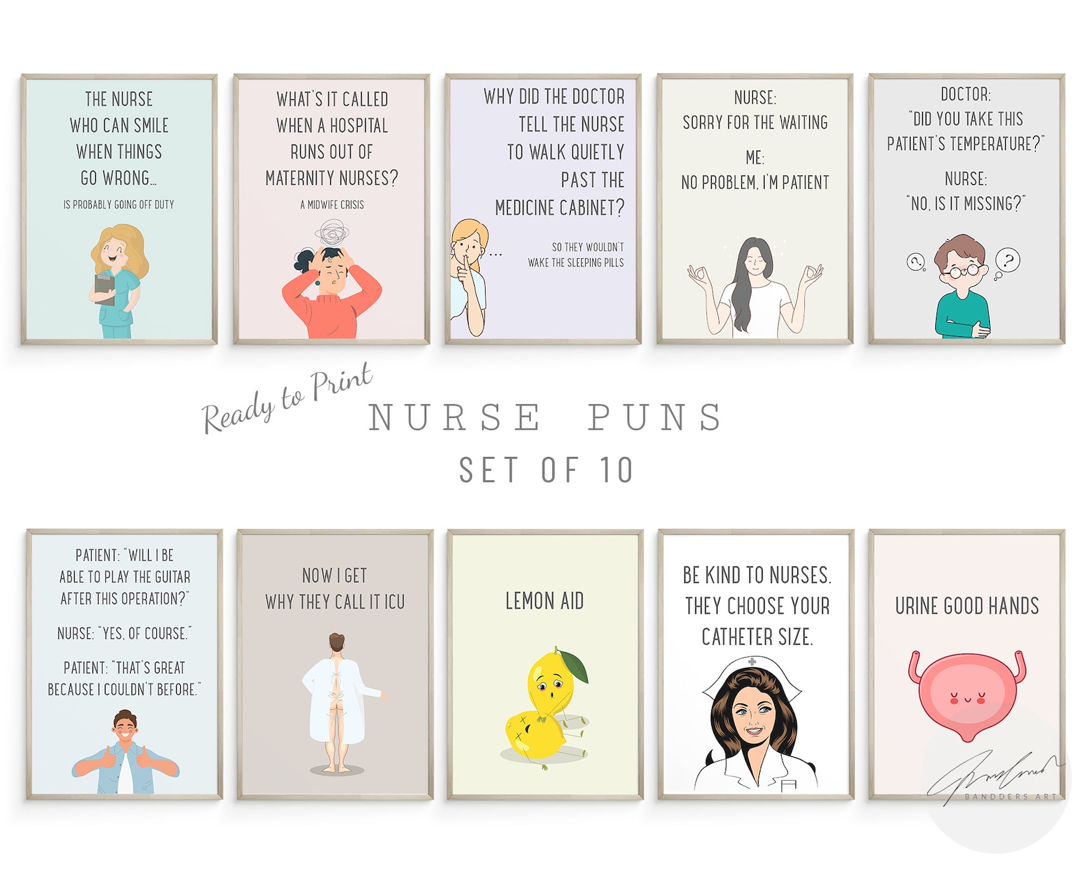 Nurse Puns Funny Posters, Gifts for Nurses, Nurse Wall Art, Nurse ...