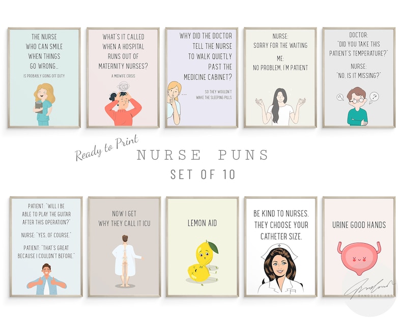 Nurse Puns Funny Posters, Gifts for Nurses, Nurse Wall Art, Nurse ...