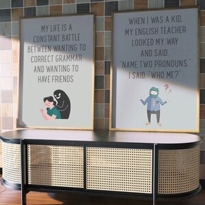 Funny English Pun Poster Set, English Teacher Gift, Boho Classroom ...
