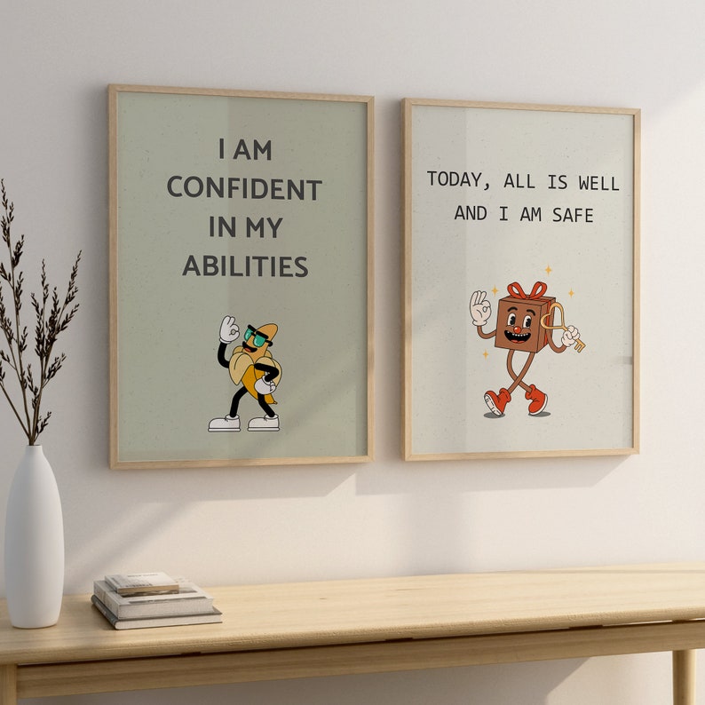 Retro Affirmation Wall Art Retro Poster Trendy Wall Art - Etsy