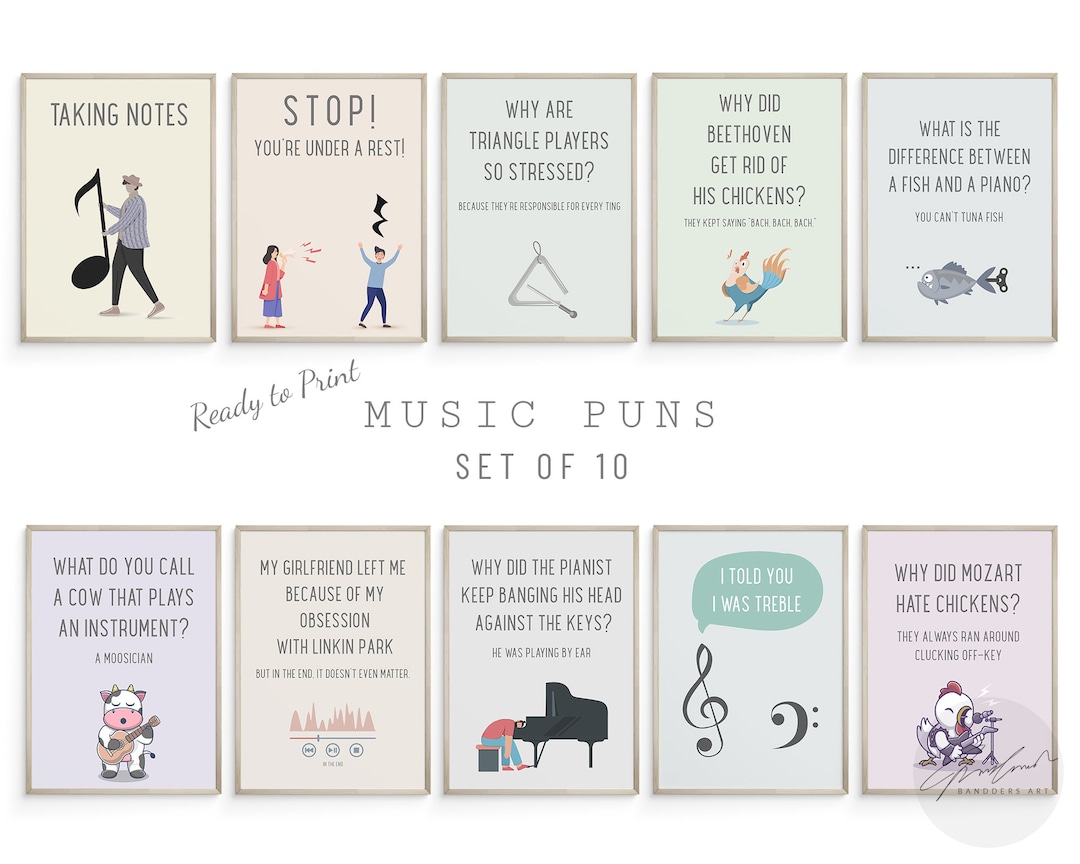 Funny Music Puns Poster Set Music Classroom Posters Music - Etsy