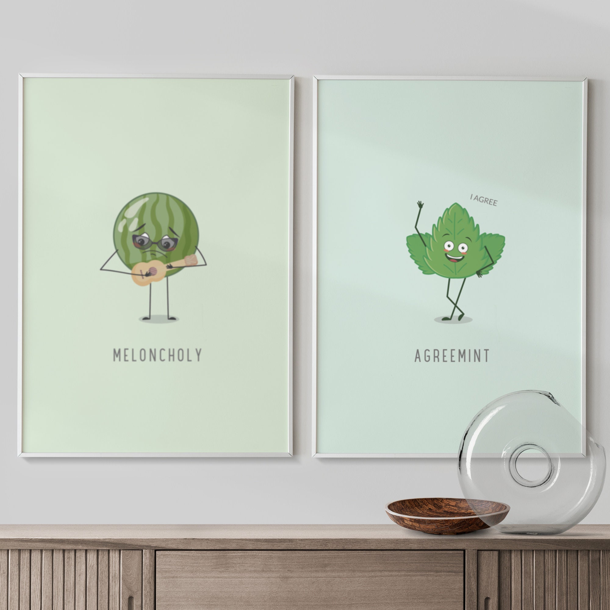 Retro Funny Pun Poster Set, Funky Wall Art, Funny Decor, Cool Wall Art ...