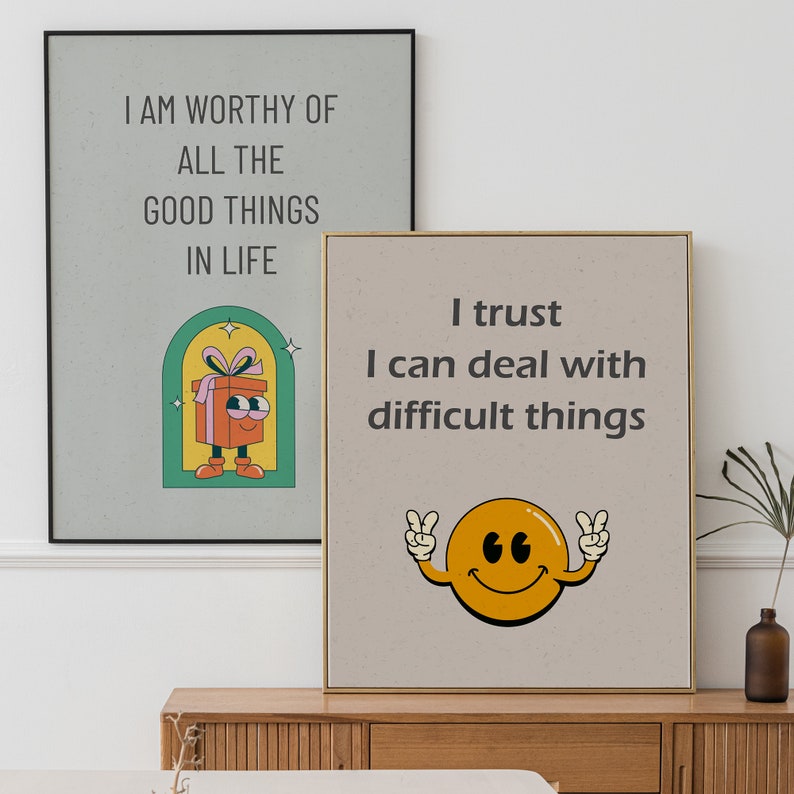 Retro Affirmation Wall Art Retro Poster Trendy Wall Art - Etsy
