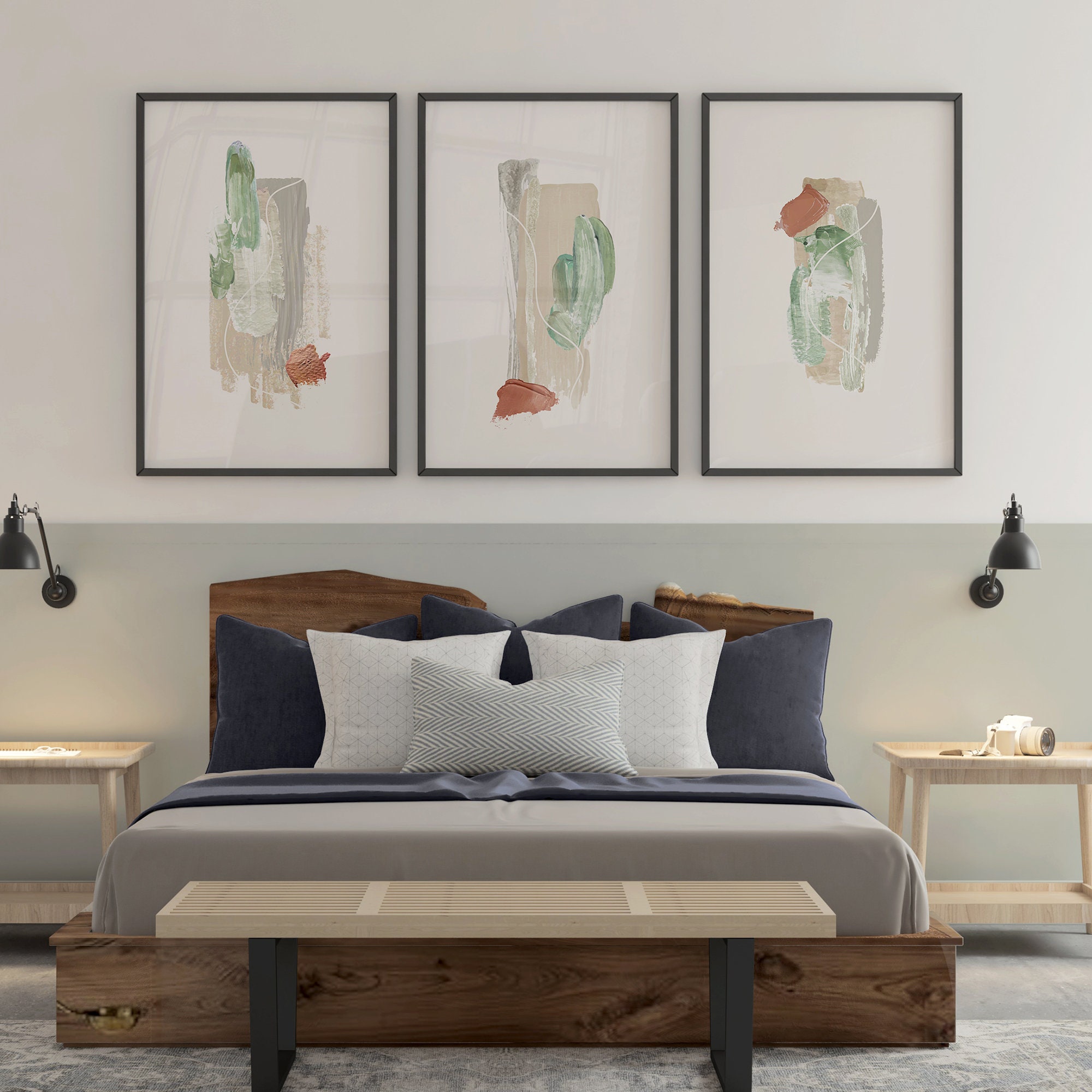 Boho Abstract Wall Art, Set of 3 Neutral Abstract Art, Abstract Canvas ...