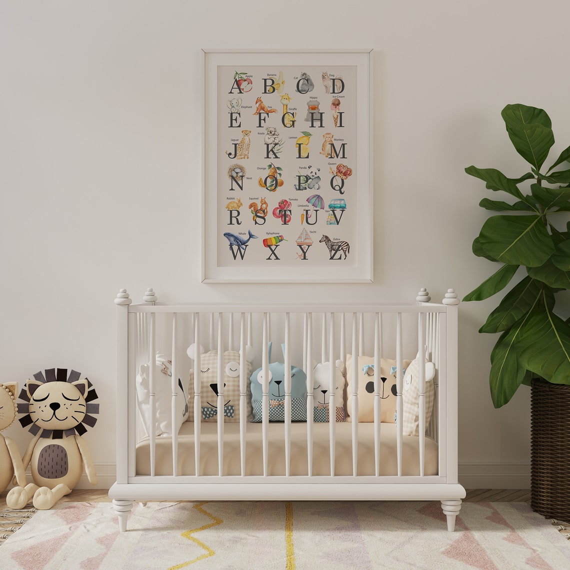 Alphabet Educational ABC Poster Kids Room Decor Nursery Wall Warm ...