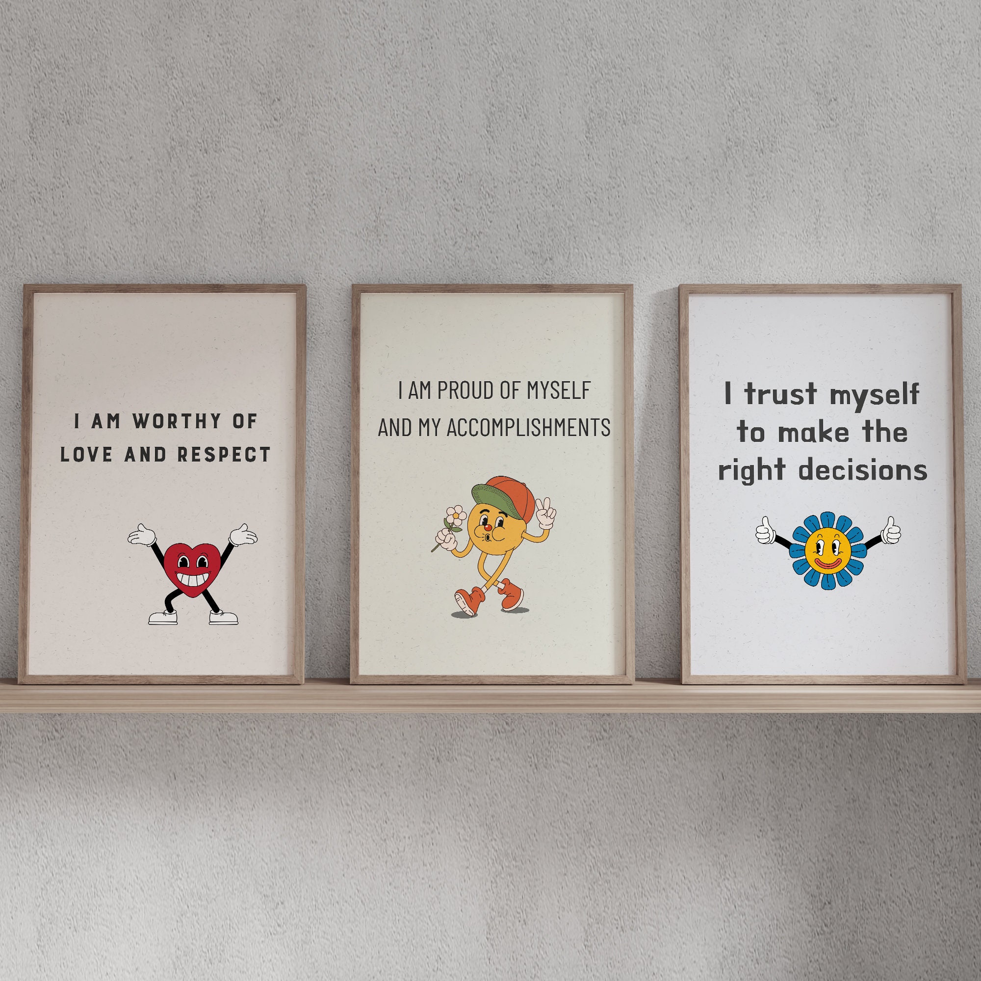 Retro Affirmation Wall Art Retro Poster Trendy Wall Art - Etsy