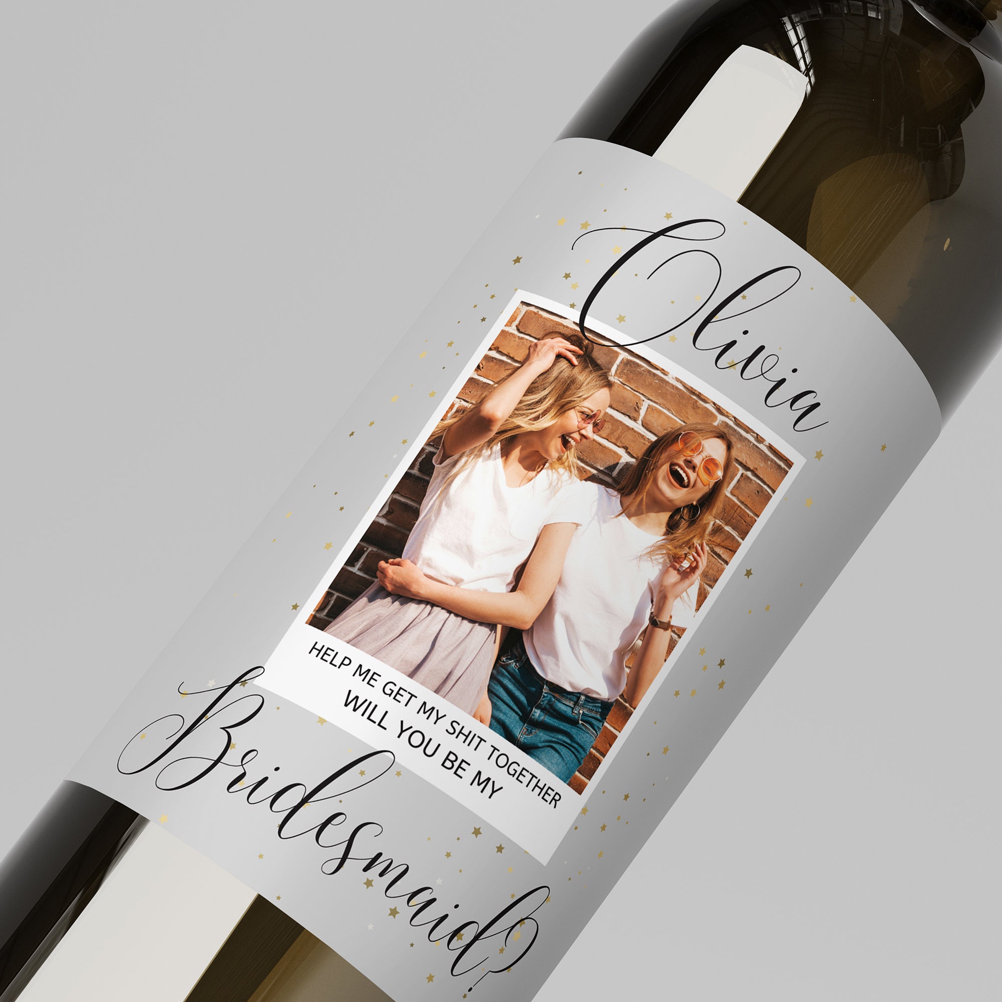 Bridesmaid Proposal Wine Bottle Labels, Funny Gift Bridesmaid ...