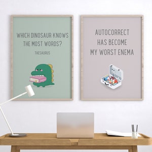 Funny English Pun Poster Set, English Teacher Gift, Boho Classroom ...