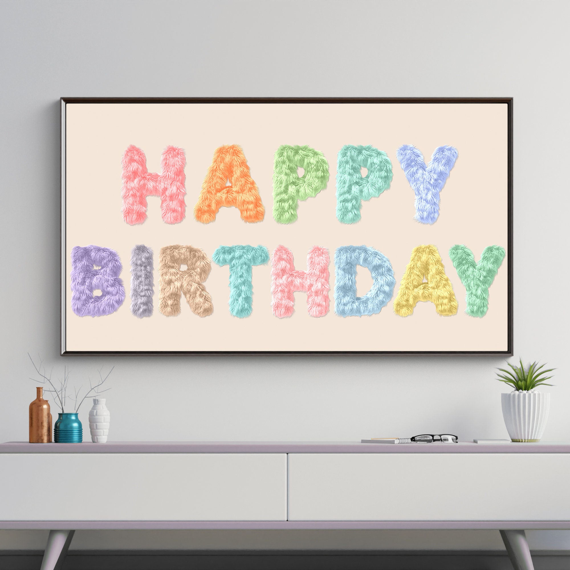 Samsung Frame TV Art | Rainbow | Birthday Party Wall Art | Happy ...