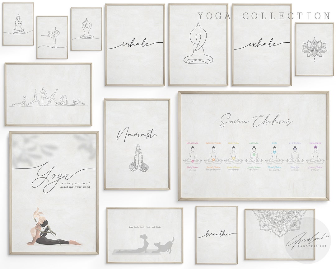 Yoga Wall Art | Set of 14 Printables | Yoga Studio Art | Yoga Room ...