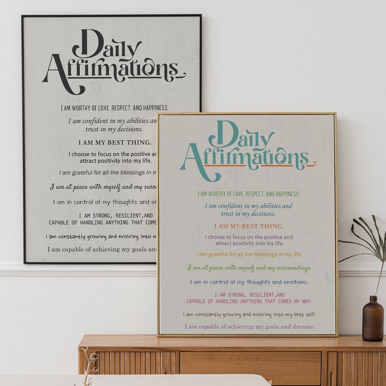 Affirmation Wall Art Affirmation Cards Motivational Poster - Etsy