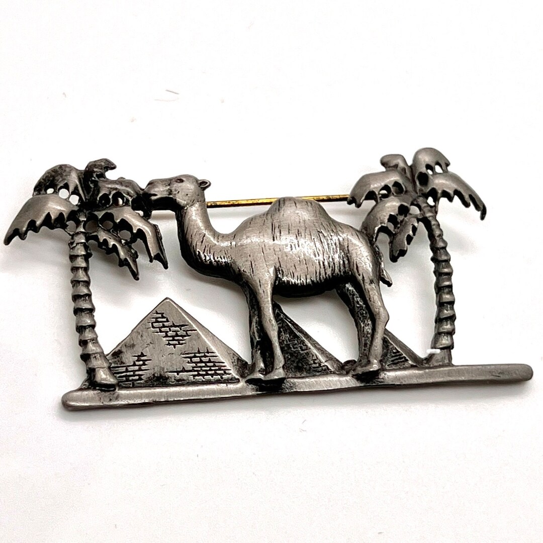 Vintage Camel Palm Trees Brooch Pin Pewter Tone - Etsy