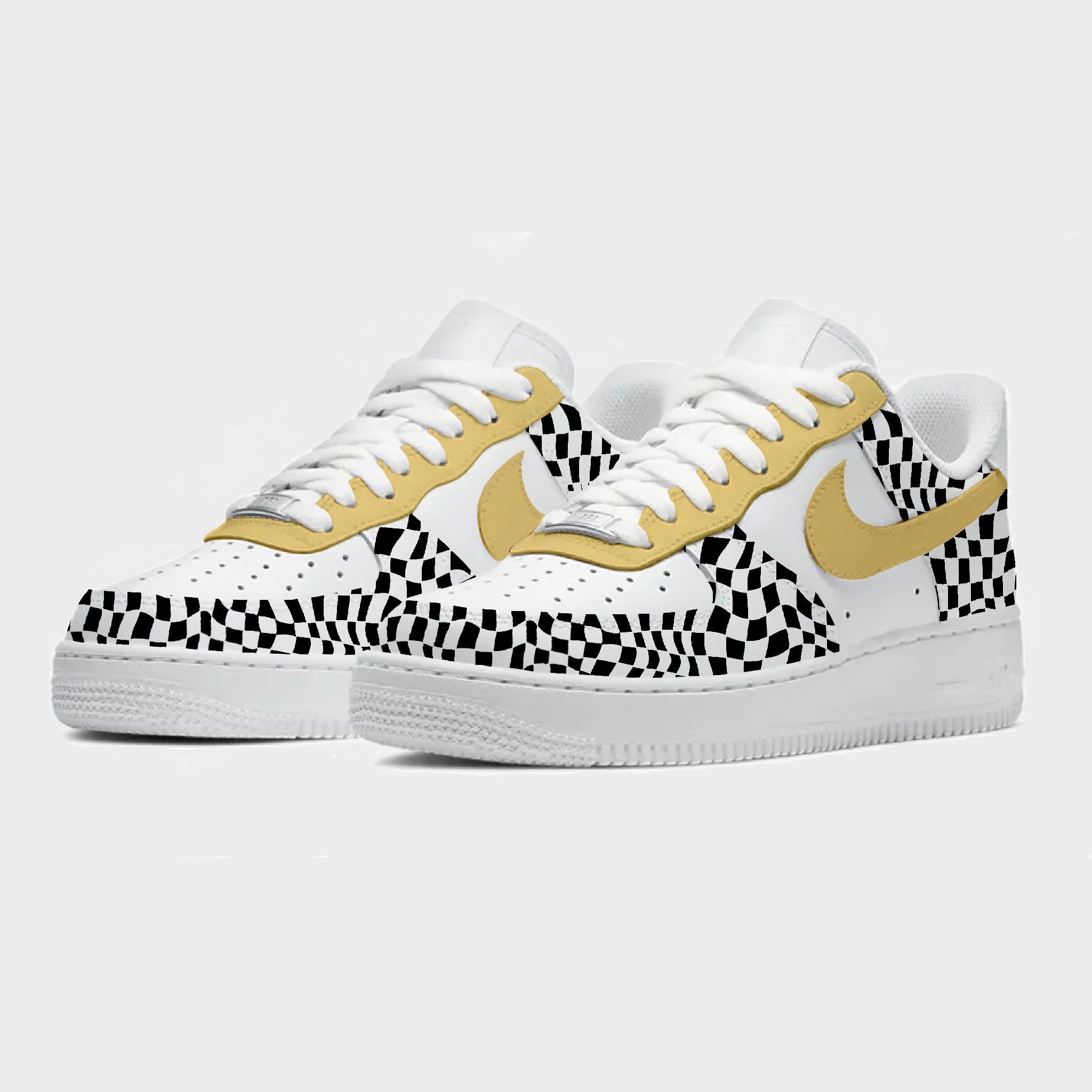 Custom Designed Hand Painted Air Force 1s Checkerboard - Etsy