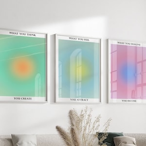 Aura Poster, Tryptic Gallery Wall Set, Aura Energy Spiritual Gradient ...