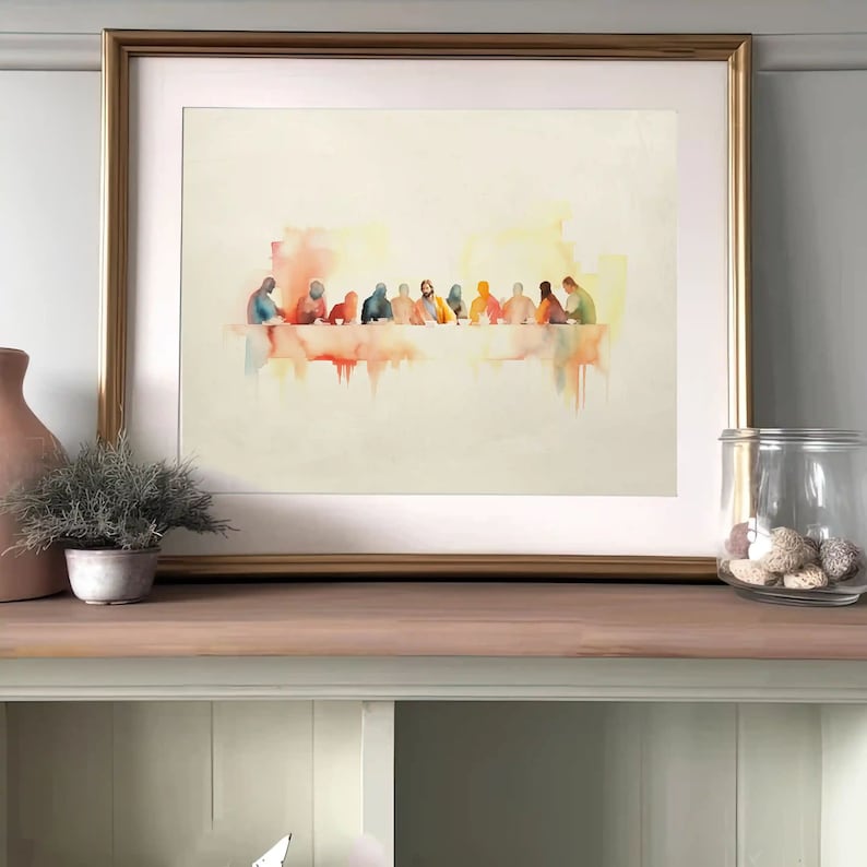 The Last Supper, Bible Sketches Wall Art, Modern Christian Print, Printable Wall Decor, Digital ...