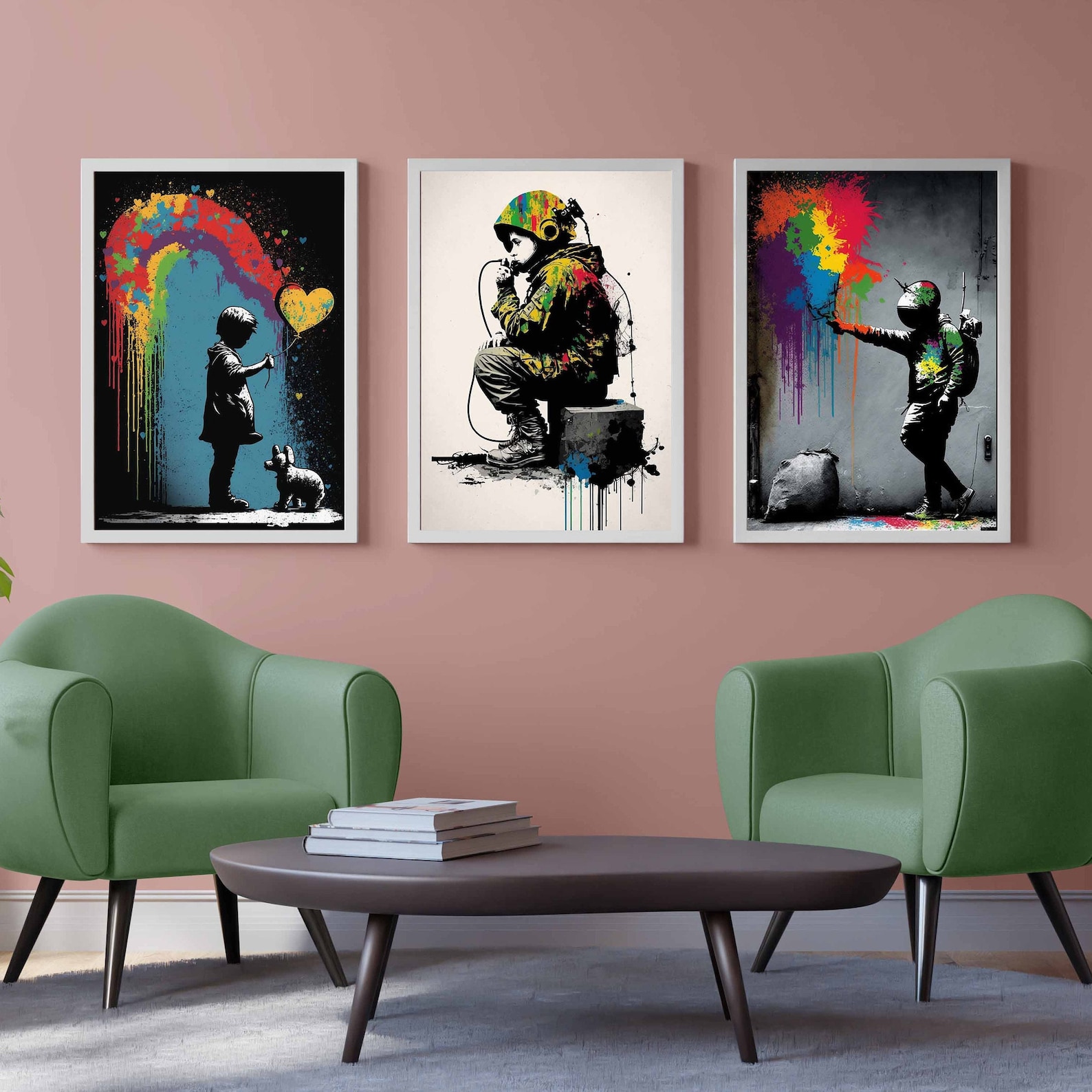 Banksy Eclectic Gallery Wall Set of 3, Printable Banksy Poster, Banksy ...