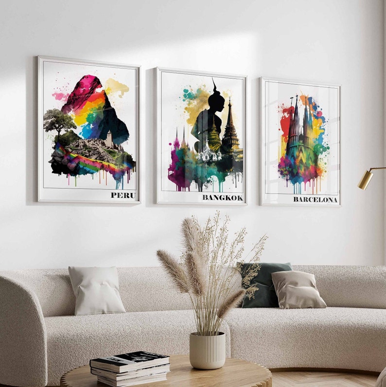 Thailand Bangkok Peru Barcelona Travel Print Eclectic Gallery Wall Set ...