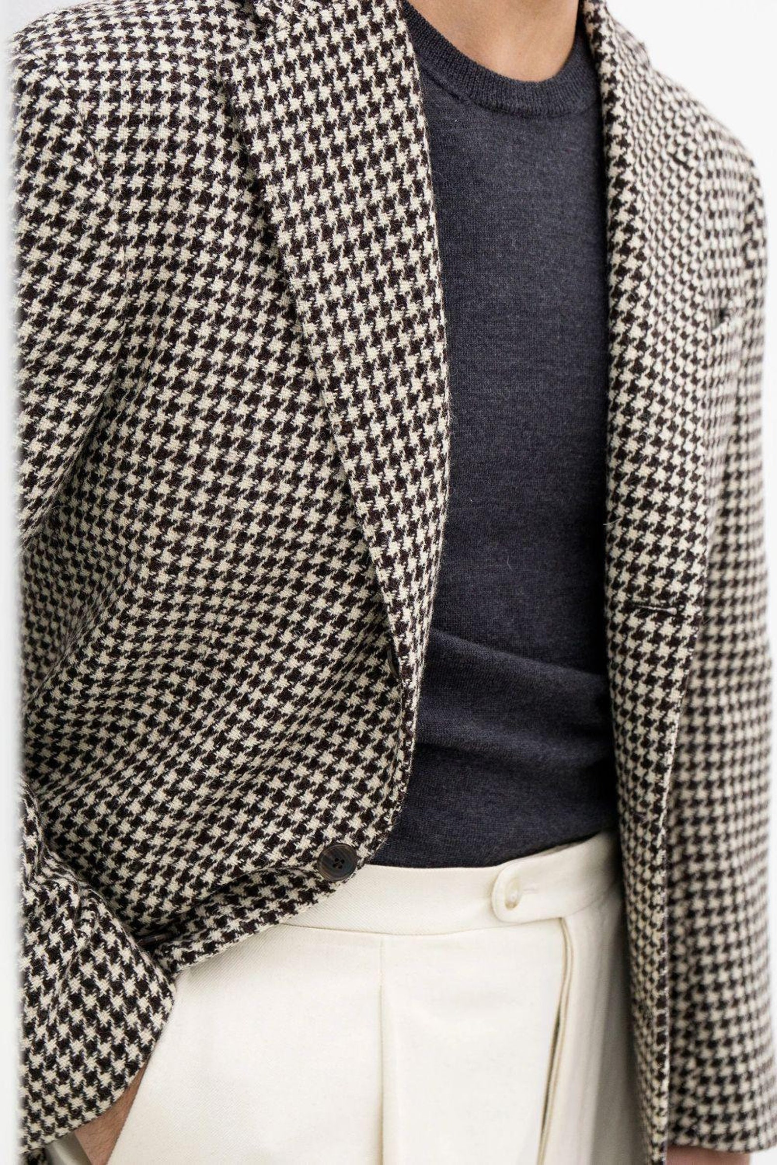 Interesting Black And White Houndstooth Blazer Photos
