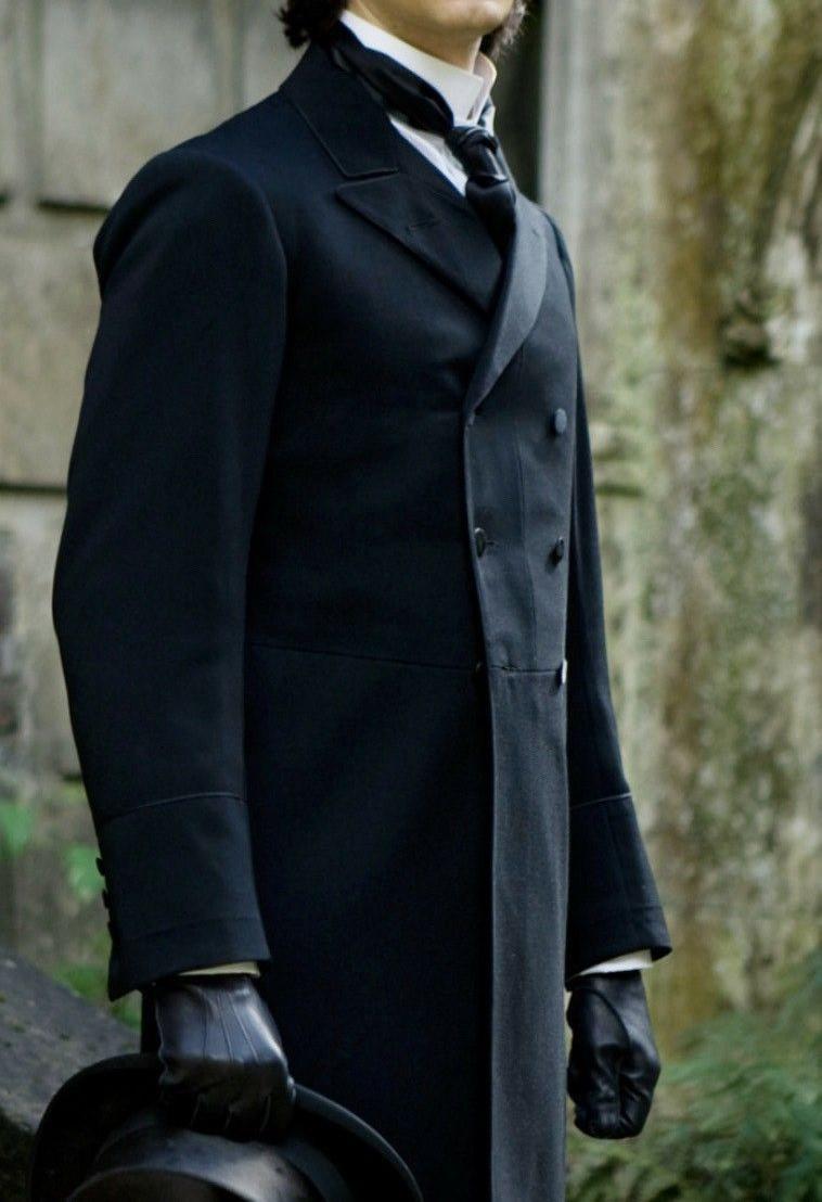 1920's Black Double Breasted Victorian Frock Coat Tweed Overcoat Winter ...