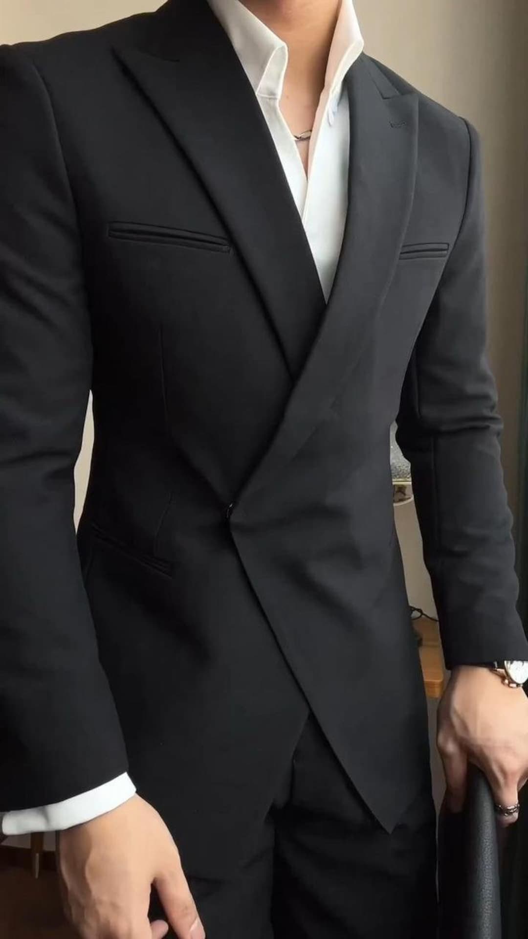Men's Premium Black Double Breasted Suit 2 Piece Suit Wedding Function ...