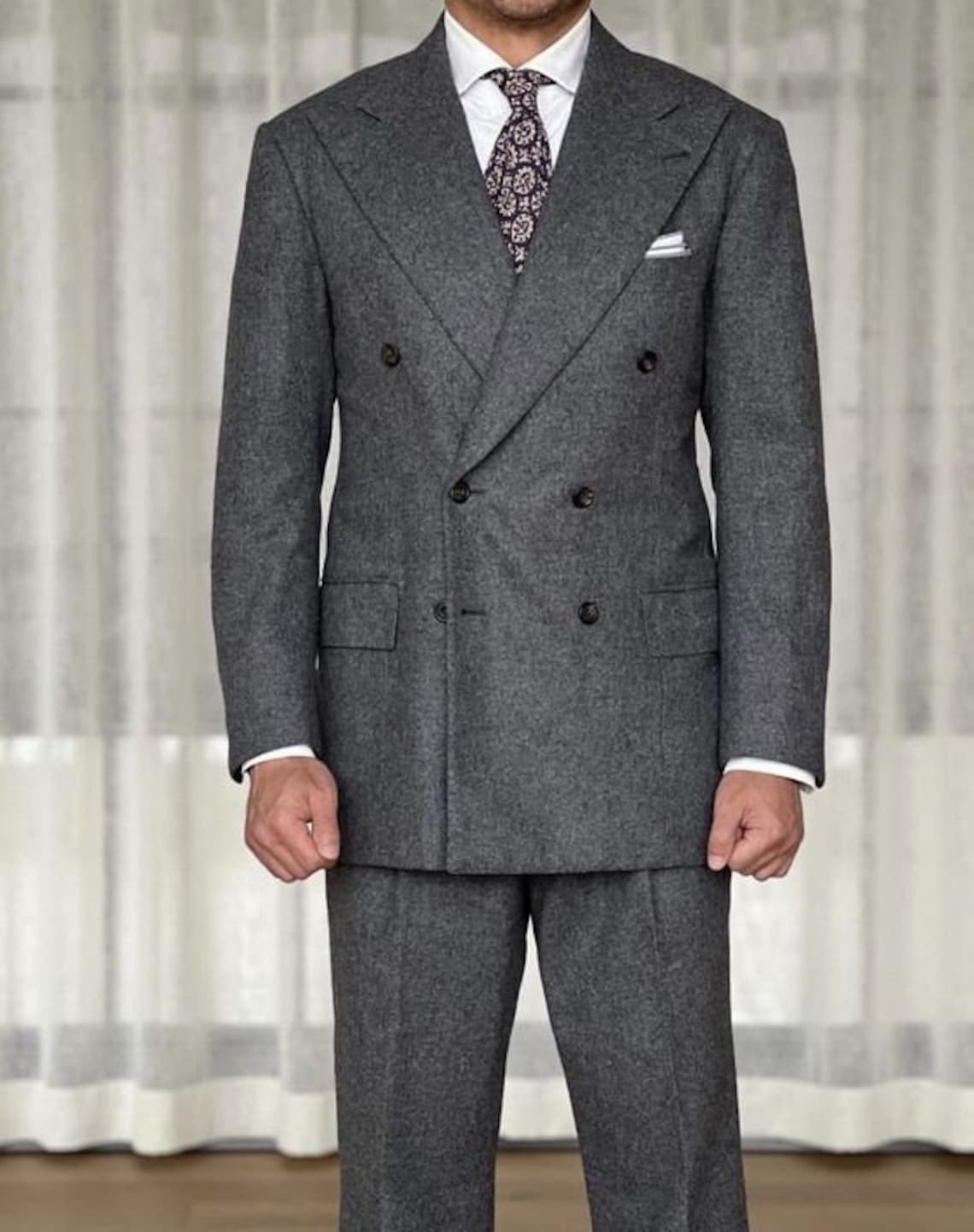 Men's Grey Double Breasted Peak Lapel Suit 2 Piece Suit for Men. - Etsy