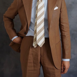 Brown Linen 2 Piece Suit for Men Suit for Him Valentine Gift for Him - Etsy