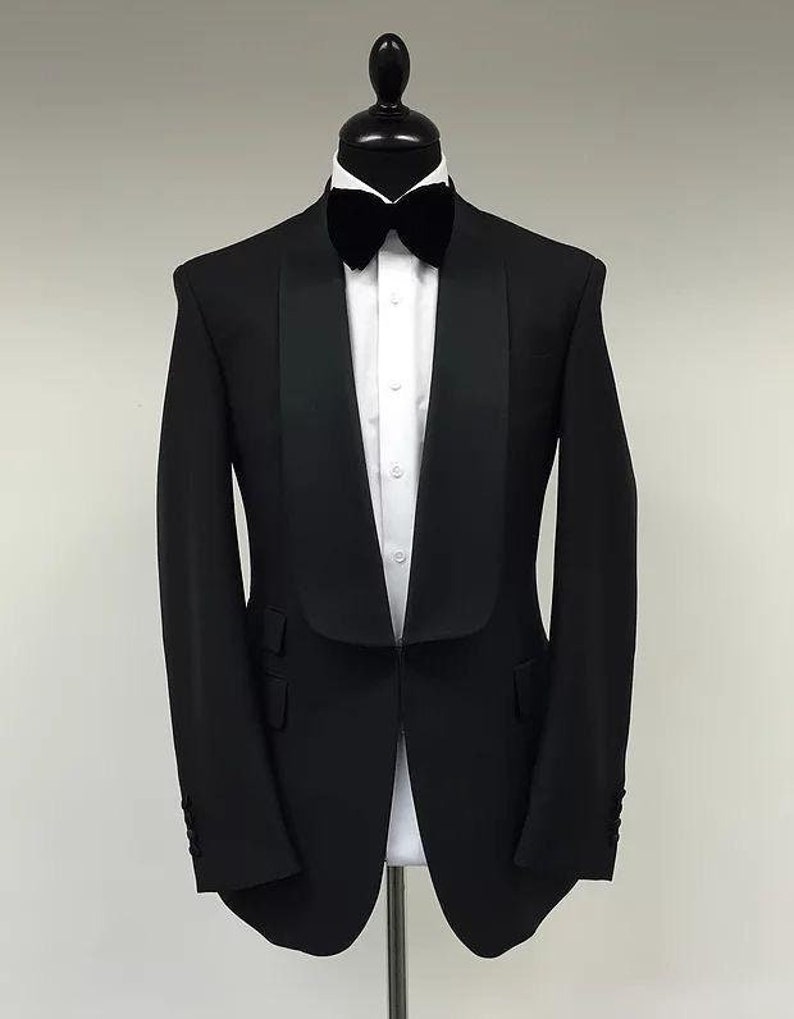Men's Black Blazer With Shawl Lapel Tuxedo for Wedding Party Coat ...