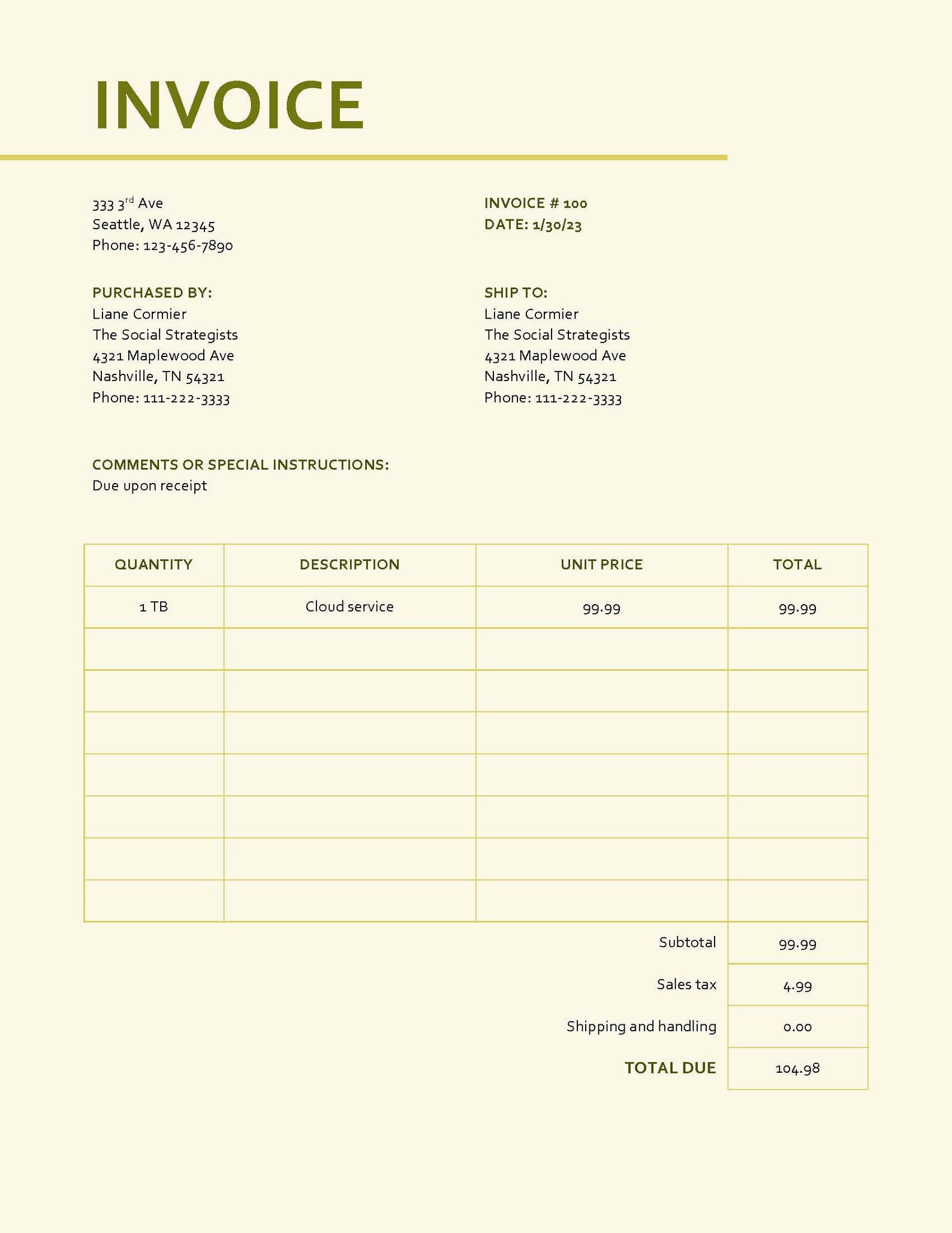 Editable Business Invoice Template: PDF, Google Docs, Word (8.5x11 US Letter) - Etsy