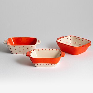 Handmade Ceramic Crimson Square Trio Set Elegant Hand Painted Ceramic ...