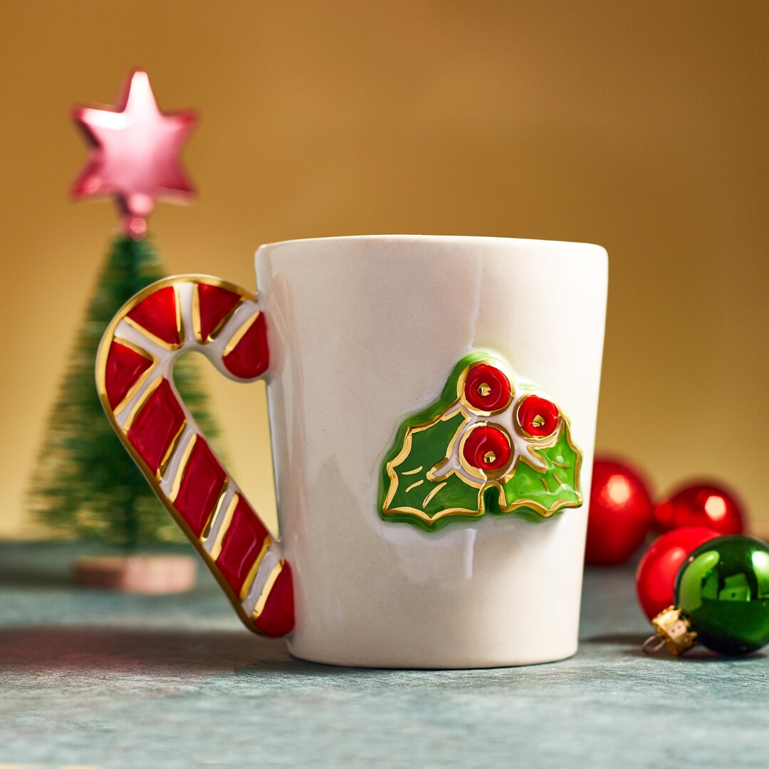Christmas Mistletoe Mug Noel Tea & Coffee Mug White Christmas Holiday ...