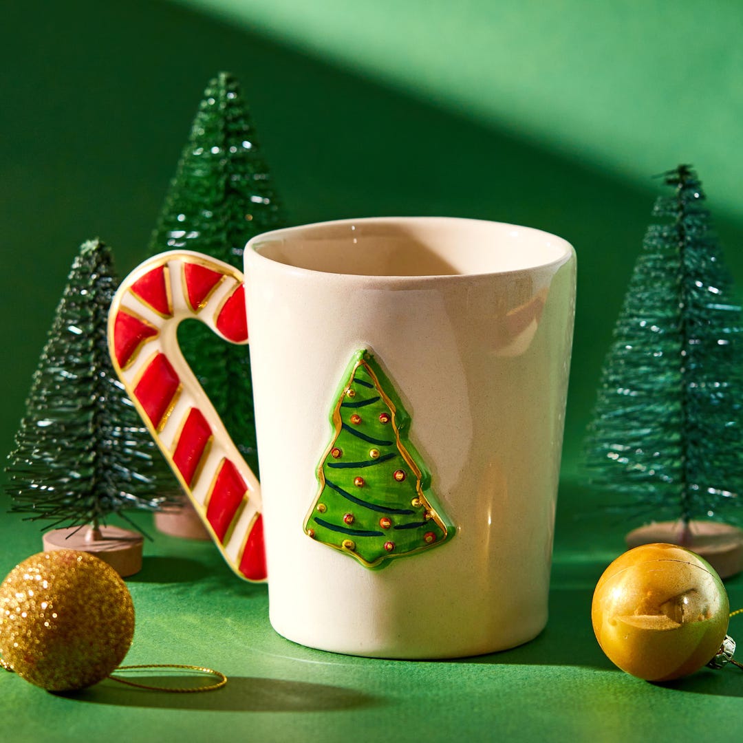 Christmas Tree Mug Handmade Christmas Mug Festive Ceramic Coffee Cup ...